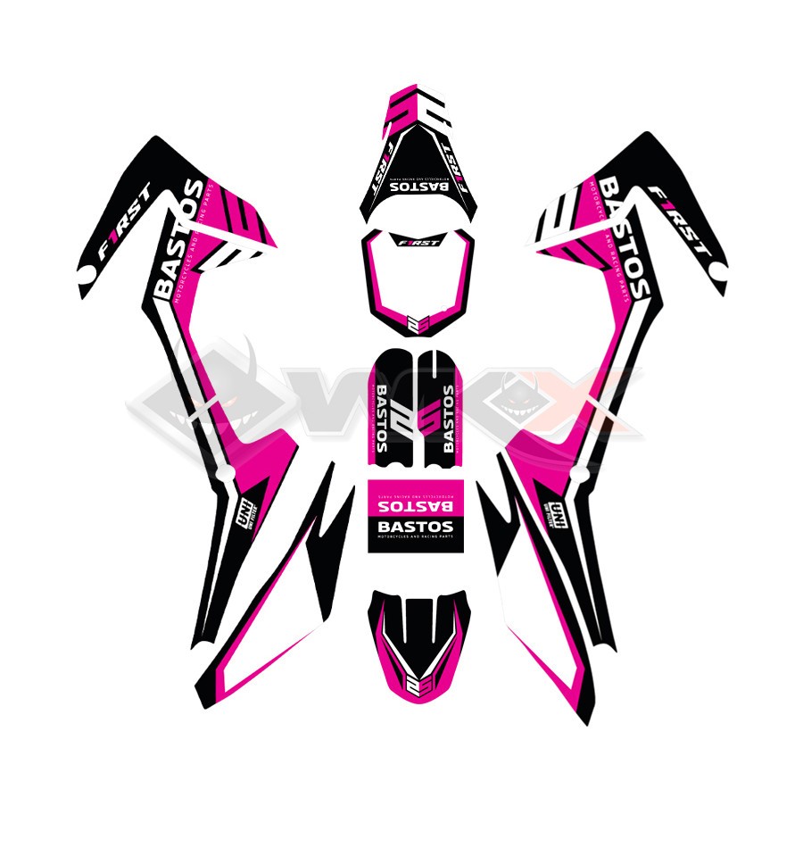 Kit déco rose mini CRF 110 pour dirt 125 type First Bastos